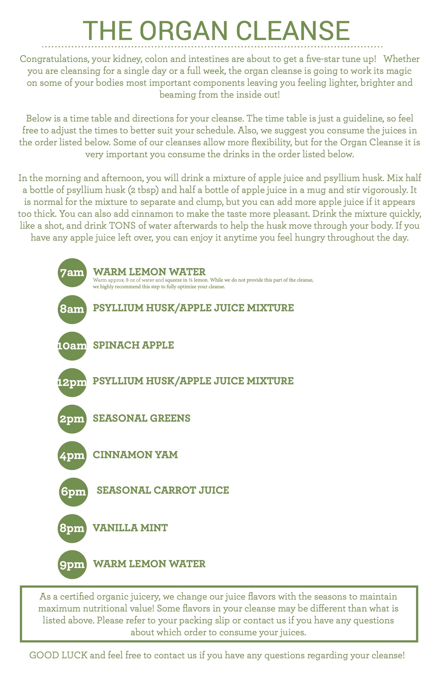 The Organ Cleanse | Bamboo Juices | Raw, Organic, Cold Pressed, Cleanses